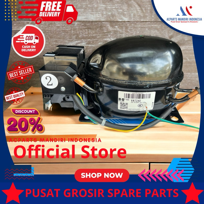 Jual AQUA Inverter VATZ60 , Kompresor kulkas Inverter 1/5 hp | Shopee ...