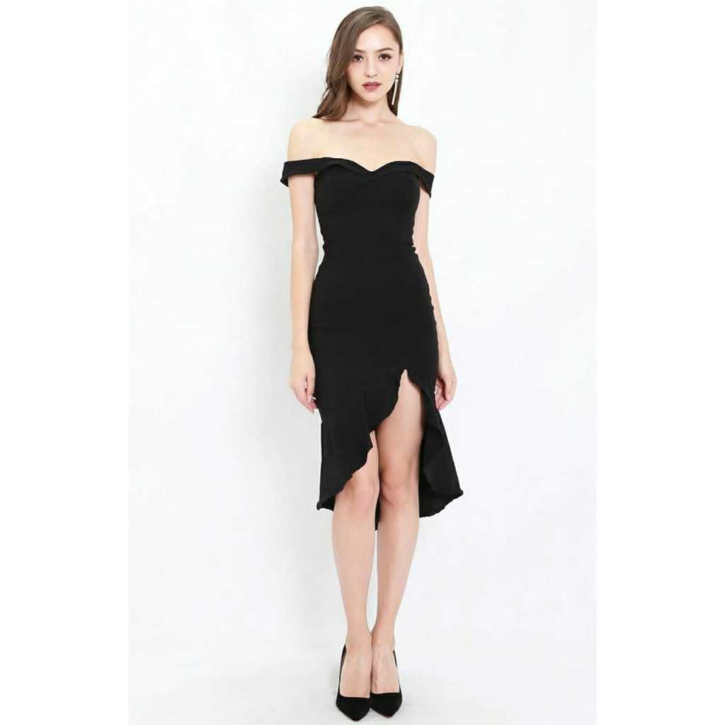 Jual 033 Grosir Dress 4 pcs Gaun Pesta Scuba Midi Model Sabrina Baju LC ...