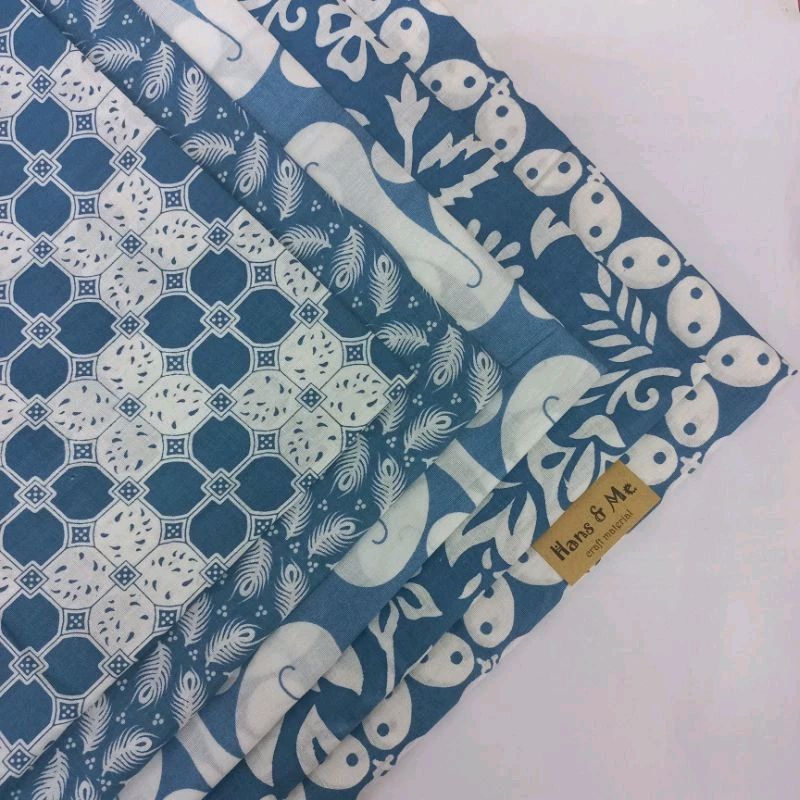 Jual Kain Perca Batik Motif Biru Muda (per set) | Shopee Indonesia