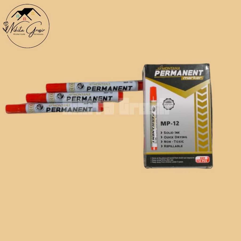 Jual (Merah) Spidol Permanen MP-12 / Spidol Permanent / Spidol Permanen ...
