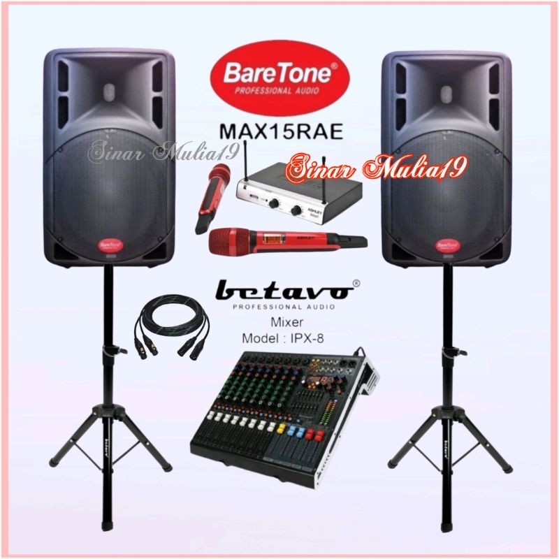 Jual Paket Karaoke Sound System BareTone 15 Inch MAX15RAE Mixer Betavo ...