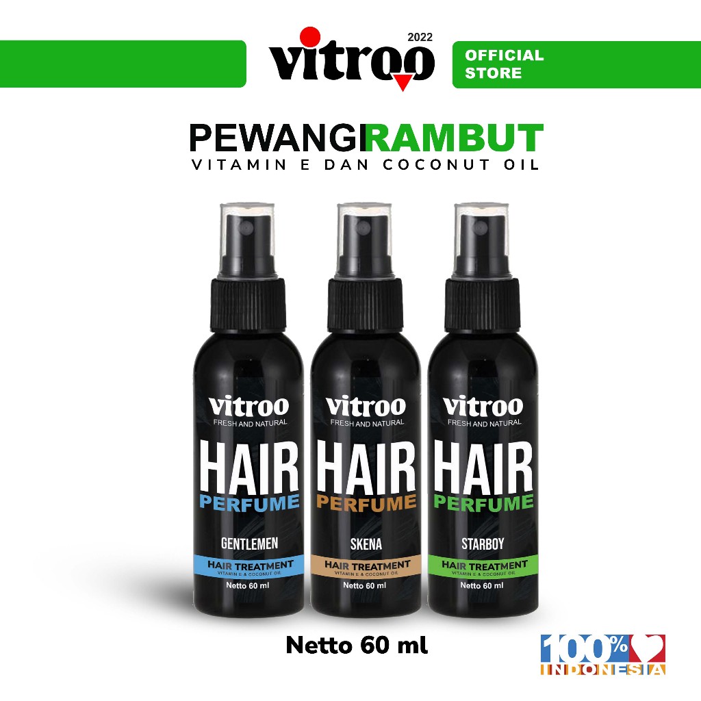 Jual Vitroo Parfum Rambut Hair Mist Spray Pewangi Rambut Pria Ekstak ...