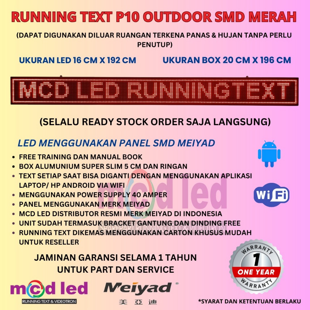 Jual RUNNING TEXT RUNNINGTEXT LED DISPLAY P10 OUTDOOR OUT DOOR WARNA ...
