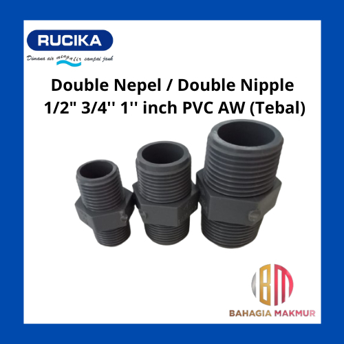 Jual Double Nepel / Double Nipple 1/2" 3/4'' 1'' inch PVC Rucika AW (Tebal) | Shopee Indonesia