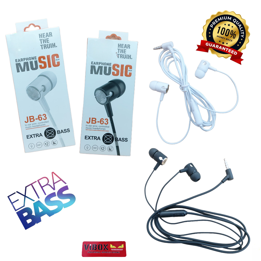 Jual Earphone Handsfree Headset JB-63 Super Extra Bass With Mic [MPG ...