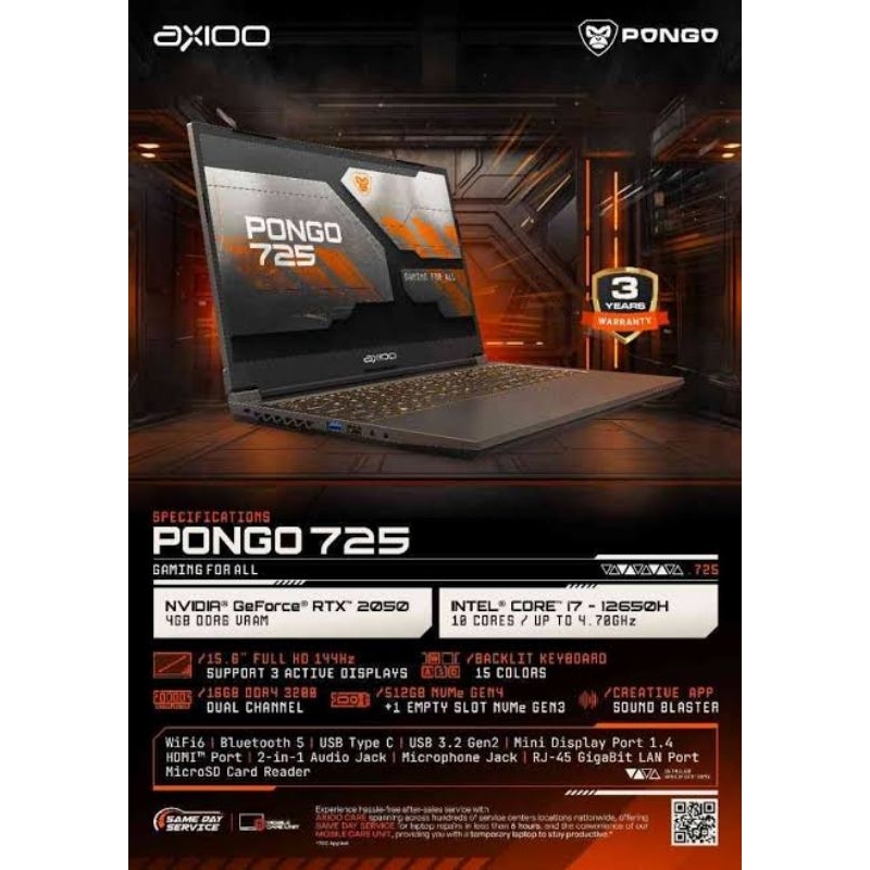 Jual AXIOO PONGO 725,I7-12650H,16GB,512GB,RTX2050 4GB,W11 15.6FHD 144HZ ...