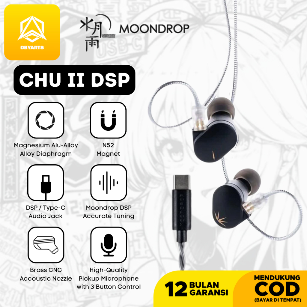 Jual Moondrop CHU 2 DSP With Mic In Ear Monitor Earphone Type-C Plug ...