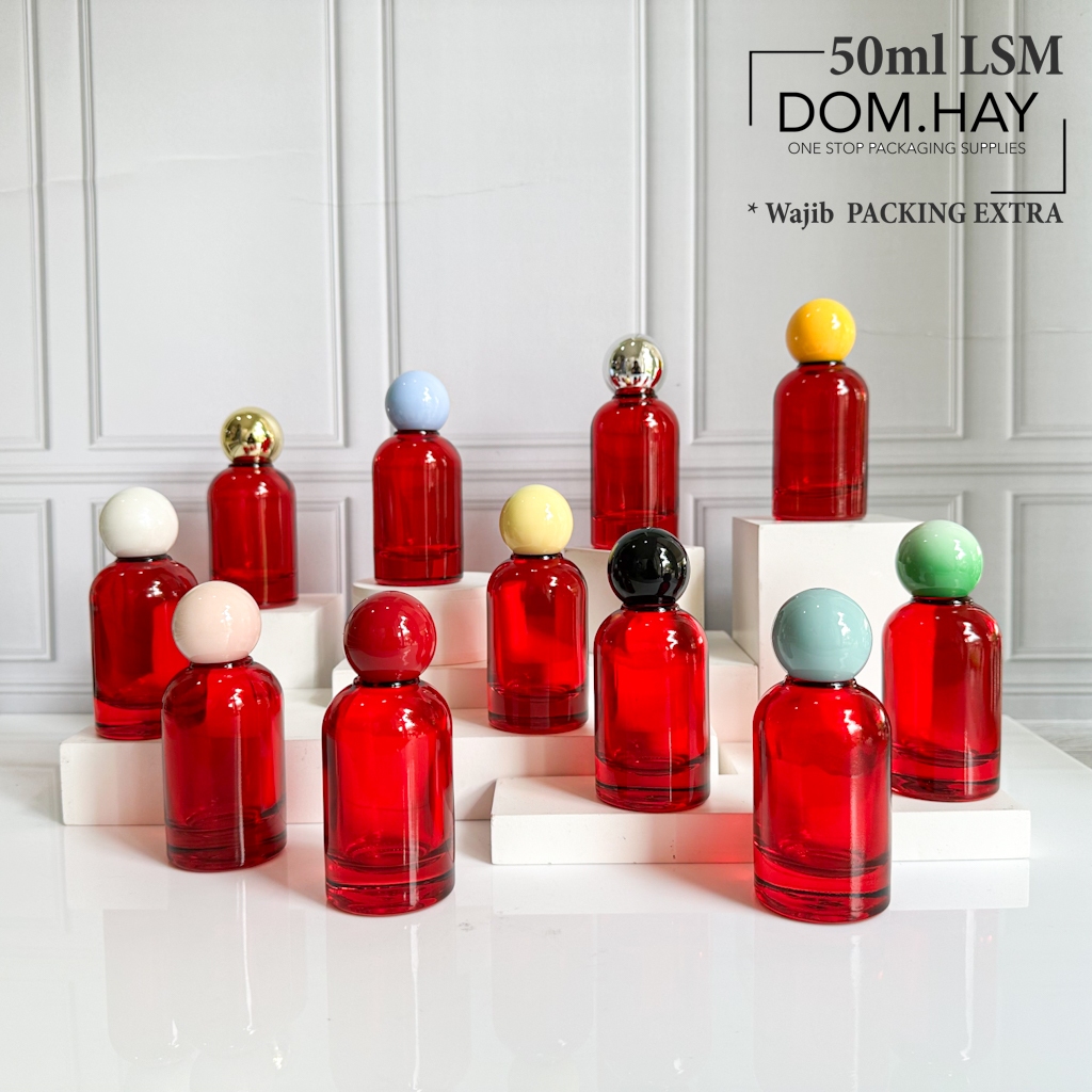 Jual 50ml LSM Merah Candy Bola Botol Parfum Semi Press Kaca Parfume ...
