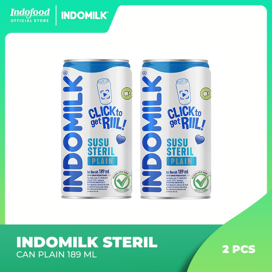 Jual 2 Pcs - Indomilk Steril Can Plain 189 ml | Shopee Indonesia