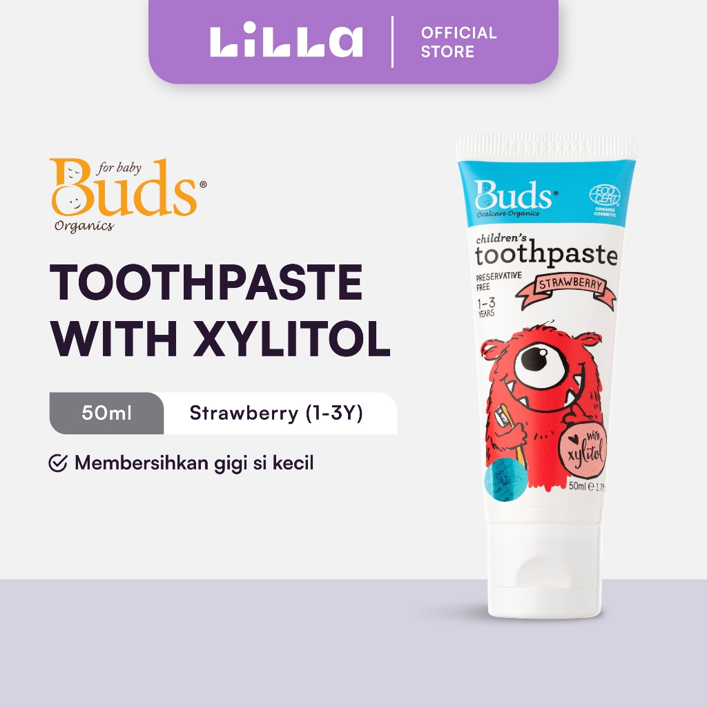 Jual BUDS ORGANIC Toothpaste With Xylitol Strawberry (1-3Y) 50 ml ...
