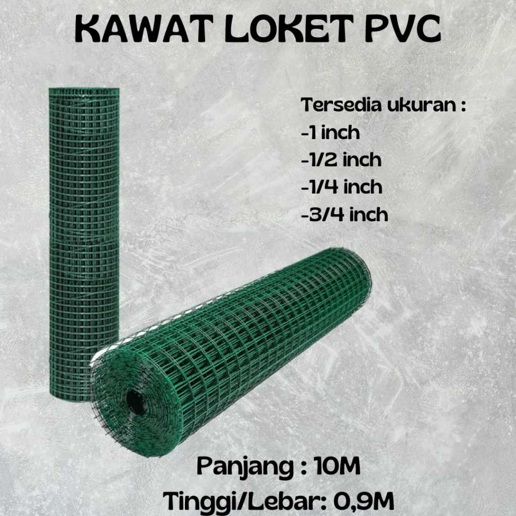 Jual KAWAT LOKET PVC PANJANG 90 CM x 9 M UK 1/4 INCH 1/2 INCH 3/4 INCH ...
