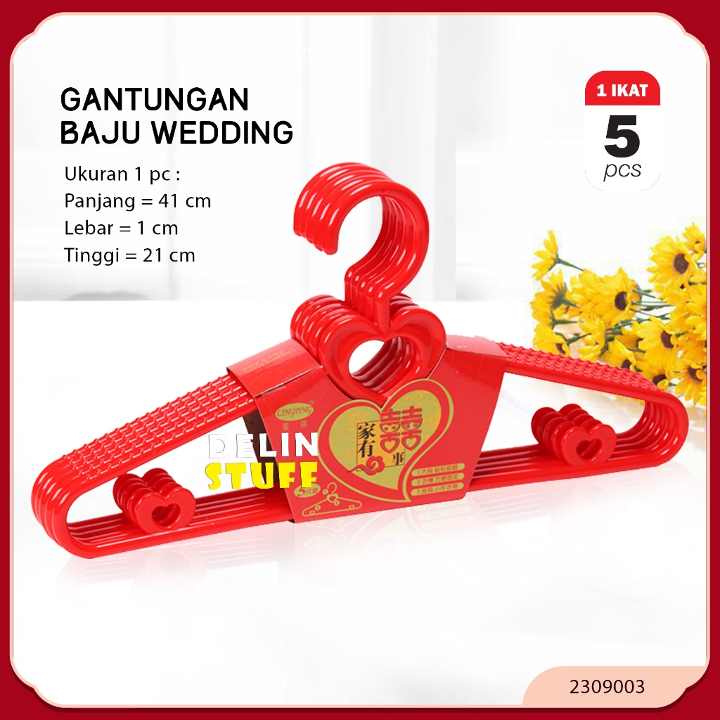 Jual Gantungan Baju Merah Pernikahan Hanger Pakaian Wedding Gantungan ...