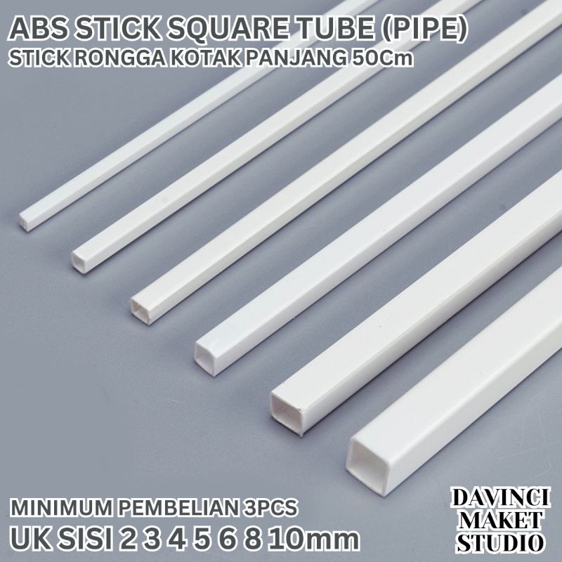 Jual ABS Stick Square Tube - Stik ABS Pipa Kotak Kosong Rongga 2mm 3mm ...
