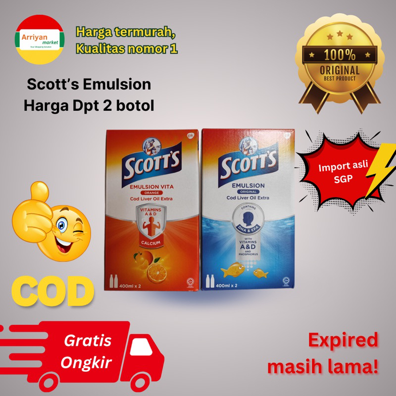 Jual ( HARGA UTK 2 BOTOL) Import Mlysia SCOTT EMULSION COD LIVER OIL ...