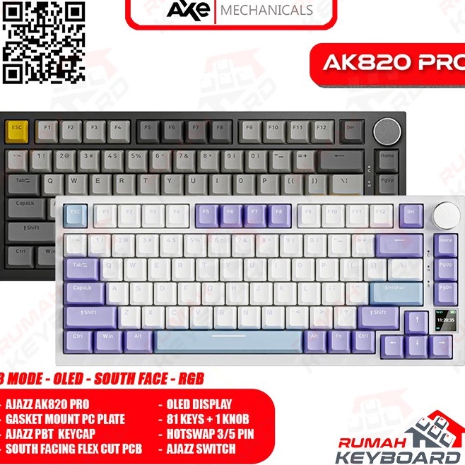 Jual KODE W3E3 MECHANICAL KEYBOARD AJAZZ AK82 PRO 75 OLED GASKET SOUTH ...