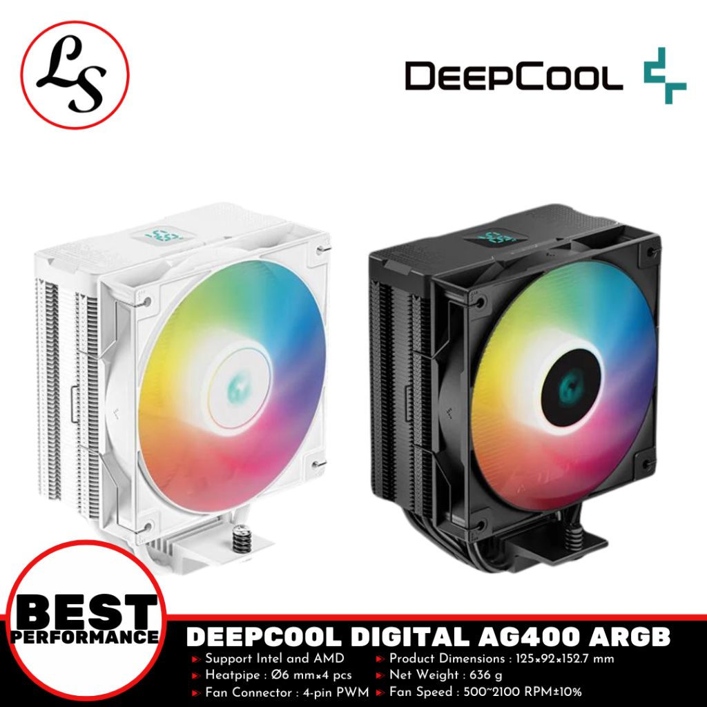 Jual DEEPCOOL CPU COOLER AG400 Digital ARGB Single Fan | Shopee Indonesia