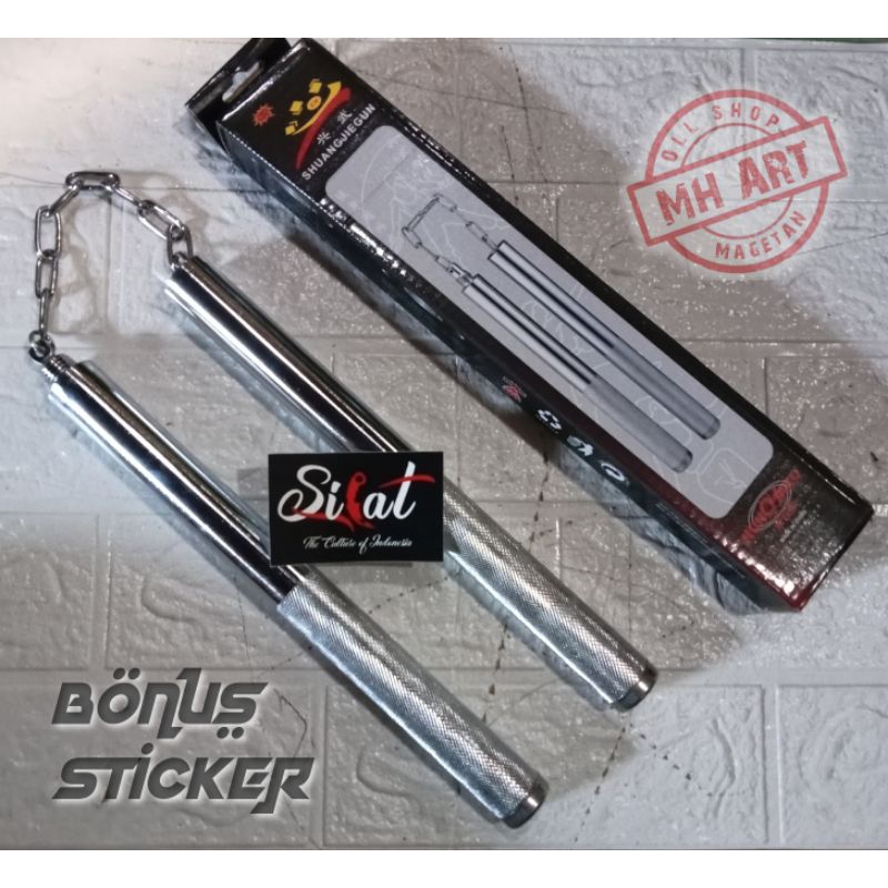 Jual Nunchaku Double stick besi free sticker | Shopee Indonesia