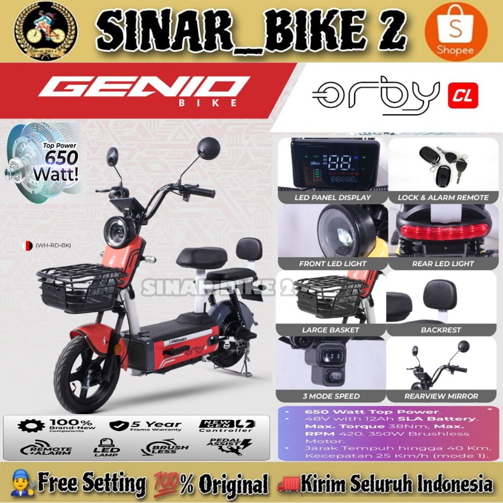 Jual Sepeda Listrik GENIO ORBY CL BY UNITED 350 Watt Electric E Bike ...