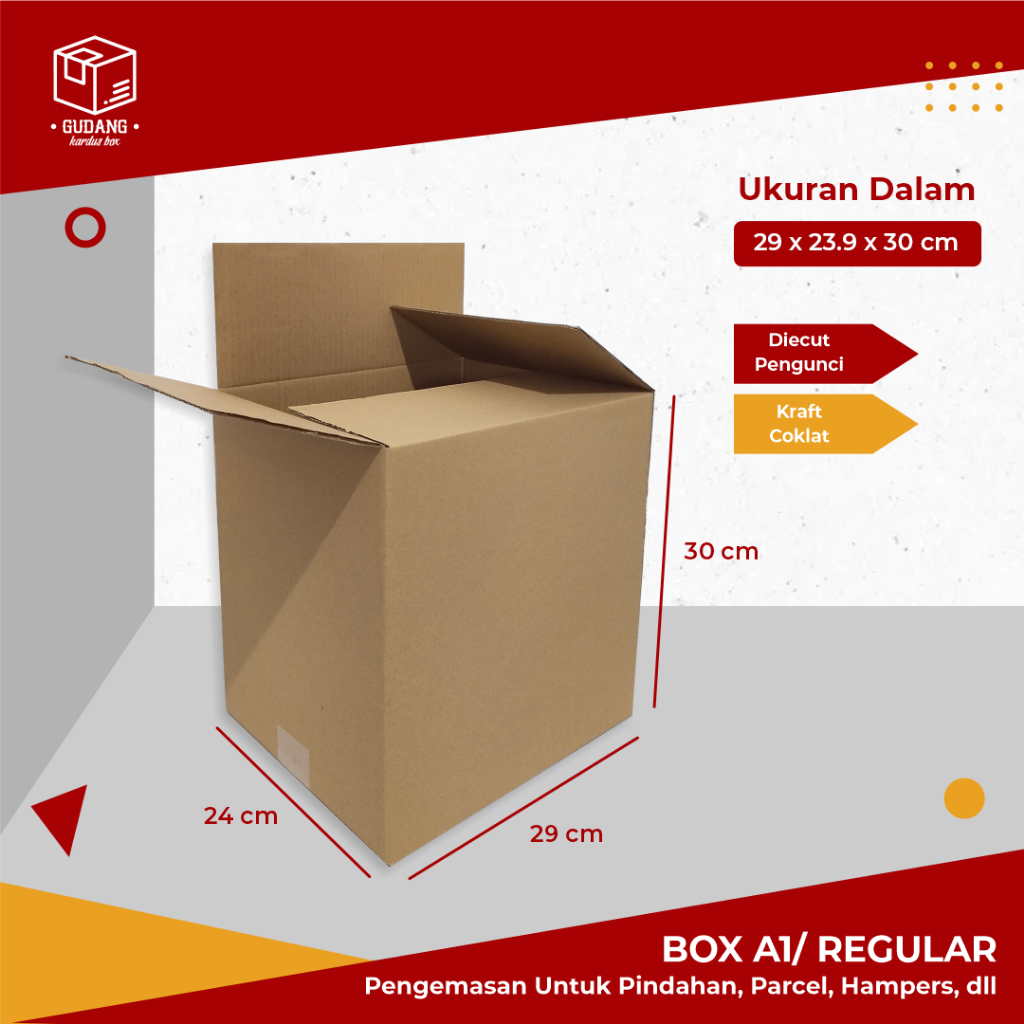 Jual Box A1 - Uk. 29 x 24 x 30 cm Karton/Polos/Kardus/Parcel/Packing/A1 ...