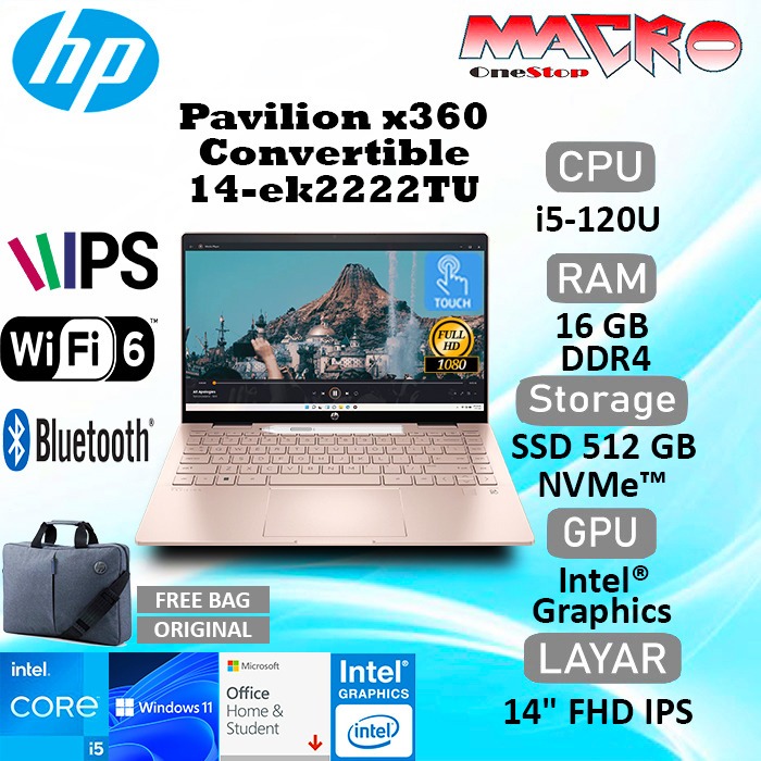 Jual HP Pavilion X360 14-EK2222TU i5-120U 16GB 512SSD 14" FHD IPS WIN11 ...
