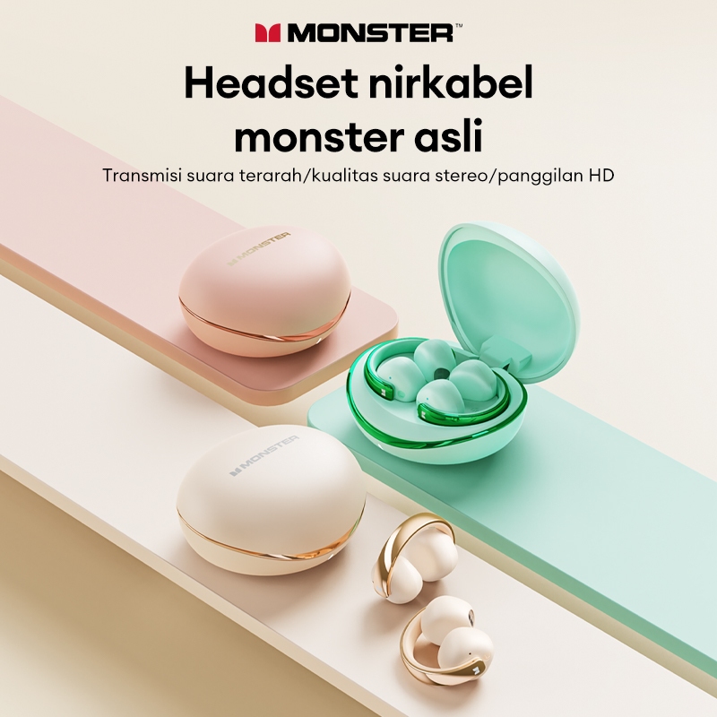 Jual Monster XKT30 OWS Ear Clip Wireless Bluetooth 5.4 Headsets Super ...