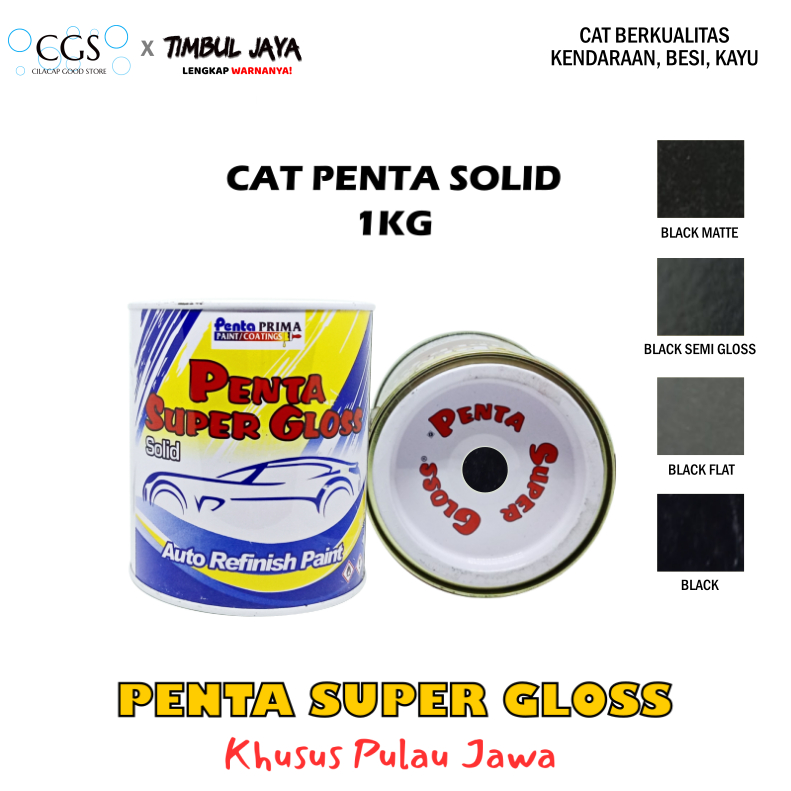 Jual Cat Penta BLACK FLAT 1 Kg / penta super gloss hitam dop / cat ...