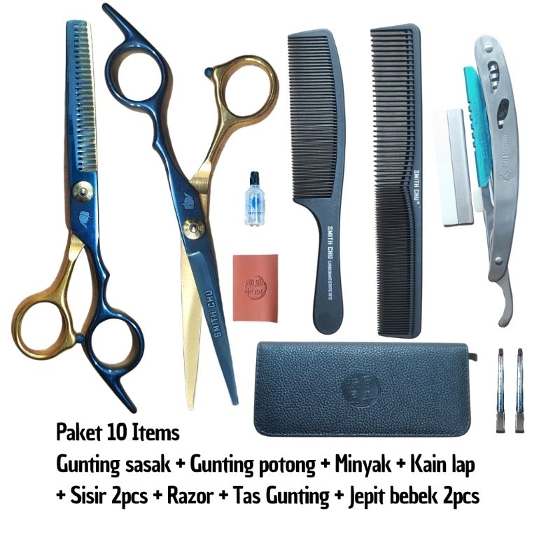 Jual Gunting Potong Gunting Sasak Gunting Cukur Rambut Set Barber ...