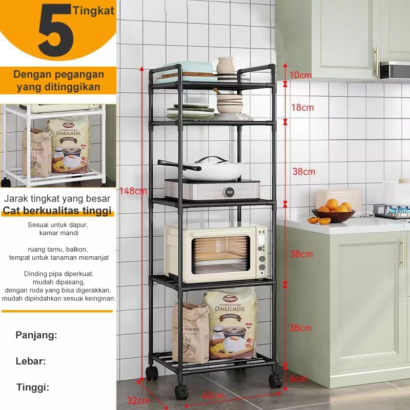 Jual Rak Susun Dapur Serbaguna Dengan roda Rak Troli Susun Rak kamar ...