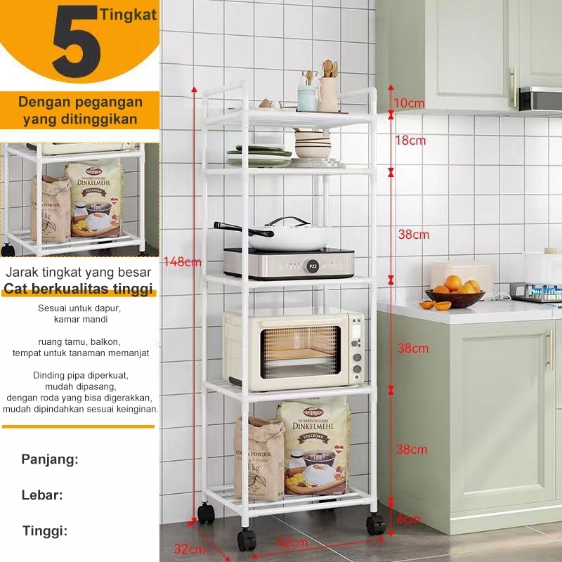 Jual Rak Susun Dapur Serbaguna Dengan roda Rak Troli Susun Rak kamar ...