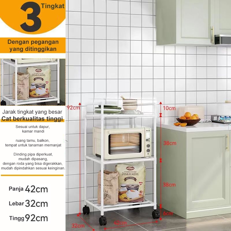 Jual Rak Susun Dapur Serbaguna Dengan roda Rak Troli Susun Rak kamar ...