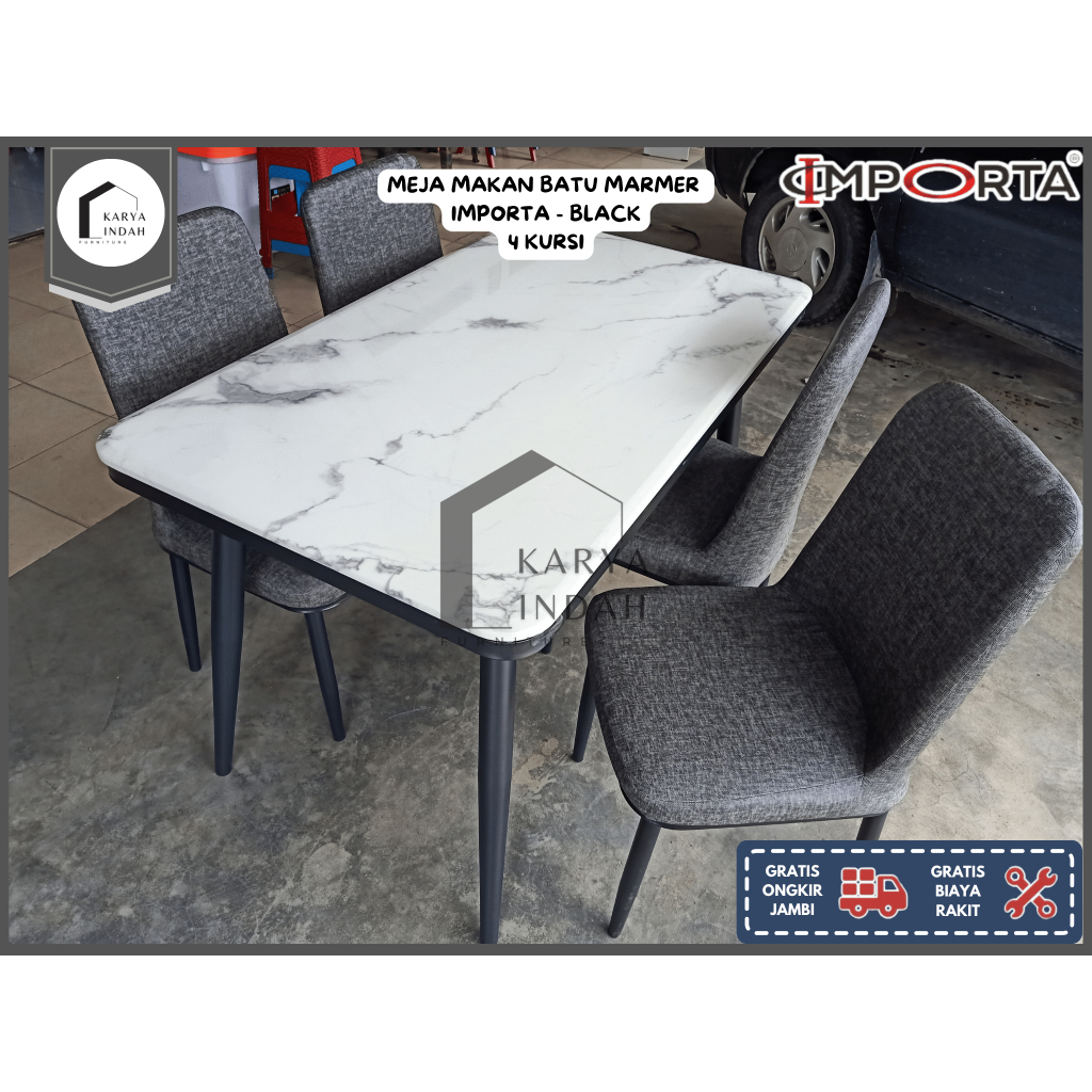 Jual Meja Makan BATU MARMER 4 Kursi Besi IMPORTA DS MATTO Dining Table ...