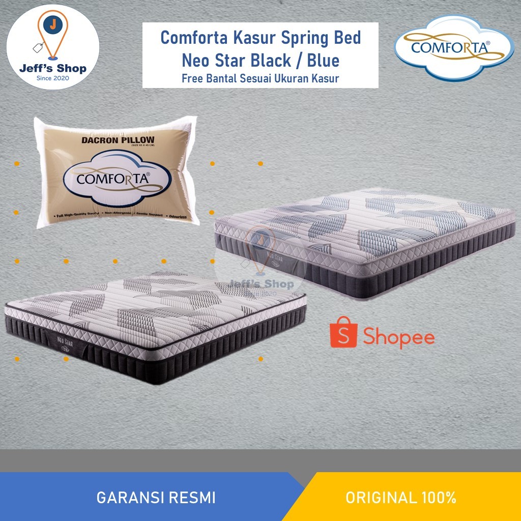 Jual Comforta Kasur Spring Bed Neo Star Black / Neo Star Gray | Shopee ...