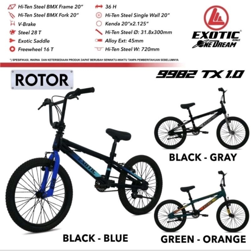 Jual Sepeda 20 inch BMX Exotic Rotor 9982 TX 1.0 Rotor 9982 TX 3.0 ...