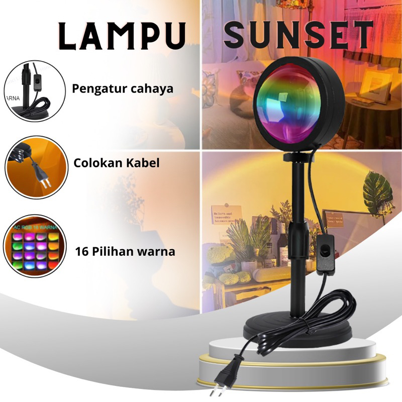 Jual Lampu Sunset 16 warna Lampu Rainbow Sunset Lamp LED 16 Warna Lampu ...