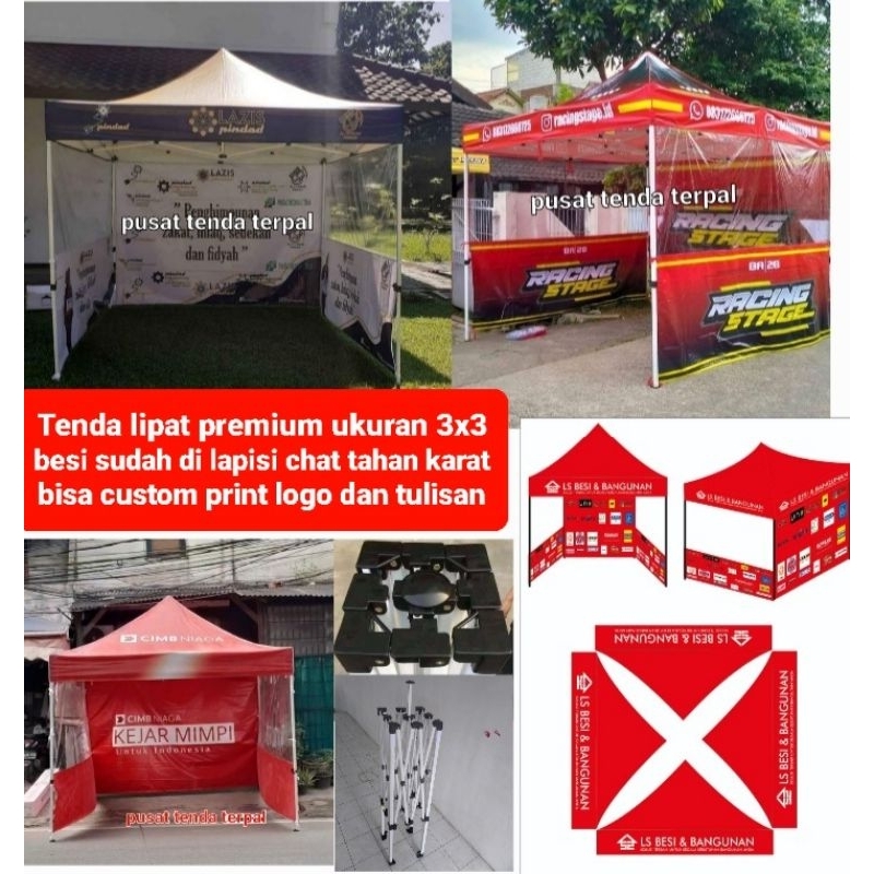Jual Tenda lipat premium ukuran 3x3 bisa custom printing cetak logo dan ...
