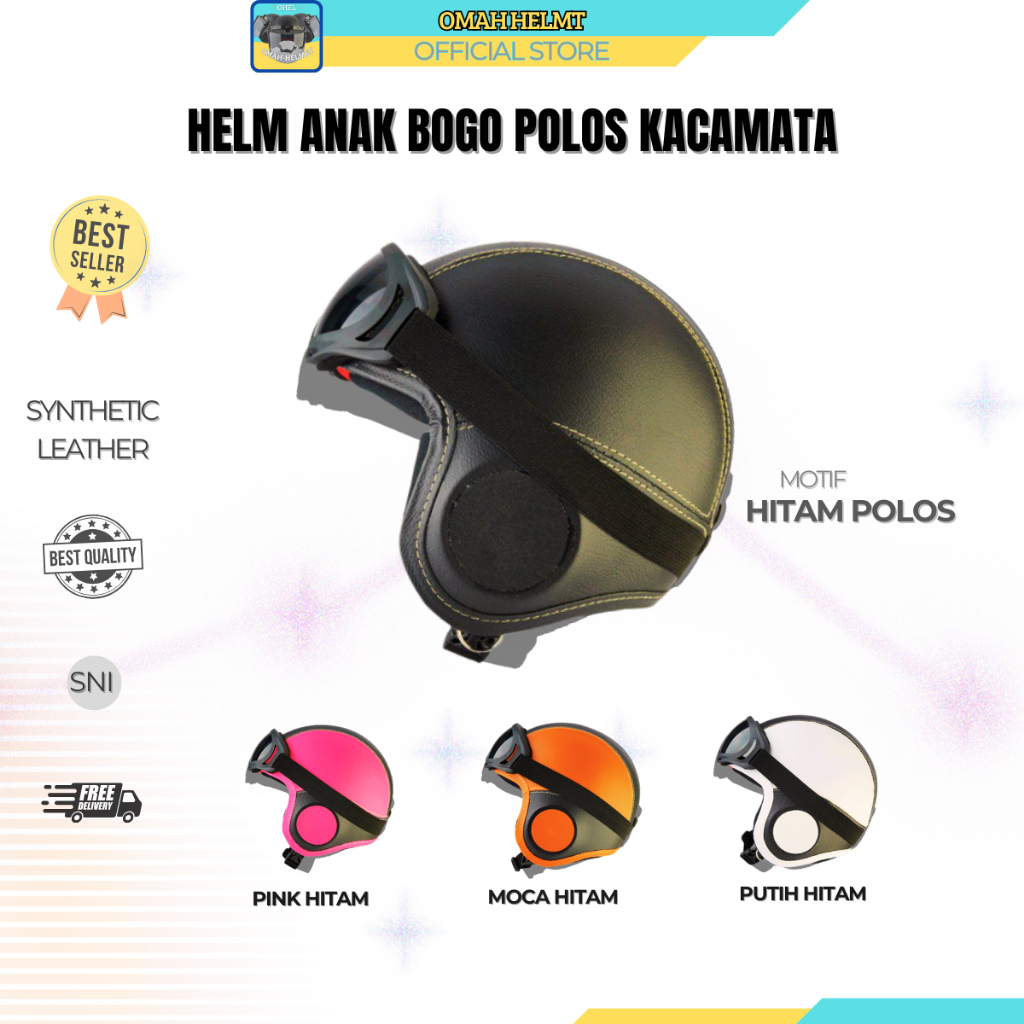Jual Helm Motor Anak Pororo Retro usia 2-6 Tahun Motif Polos kacamata ...