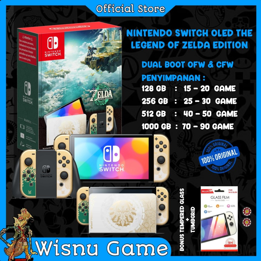Jual Nintendo Switch Oled CFW Zelda TOTK Edition Memori 128GB 256GB 512GB 1TB Isi Game Full ...
