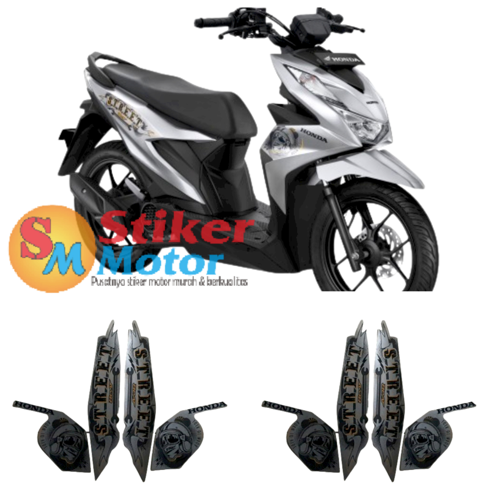 Jual sticker strip[ing motor honda beat street 2023 silver | Shopee ...