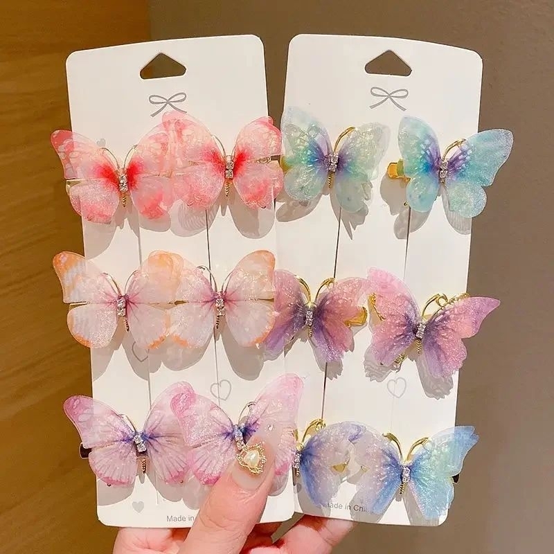 Jual Jepit rambut anak model kupu kupu gaya korea import set isi 6pcs ...