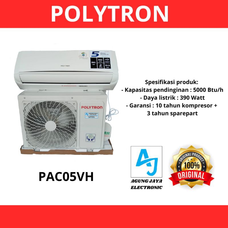 Jual AC PENDINGIN RUANGAN POLYTRON 0,5pk 1/2pk PAC05VH UNIT ONLY ...