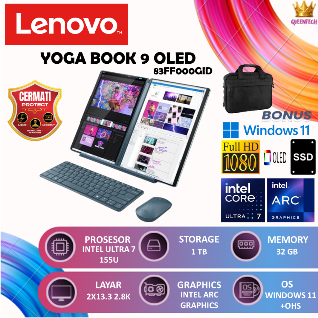 Jual Laptop LENOVO YOGA BOOK 9 OLED TOUCH ULTRA 7 155U 32GB 1TB W11+OHS ...