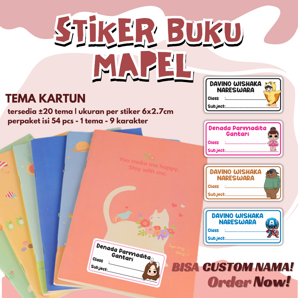 Jual STIKER NAMA MAPEL | WATERPROFF | STIKER WATERPROFF | Shopee Indonesia