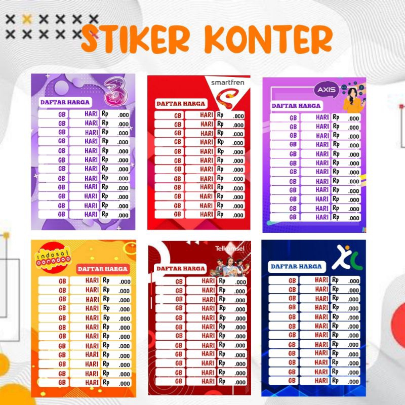 Jual STIKER POSTER DAFTAR HARGA KUOTA | Shopee Indonesia