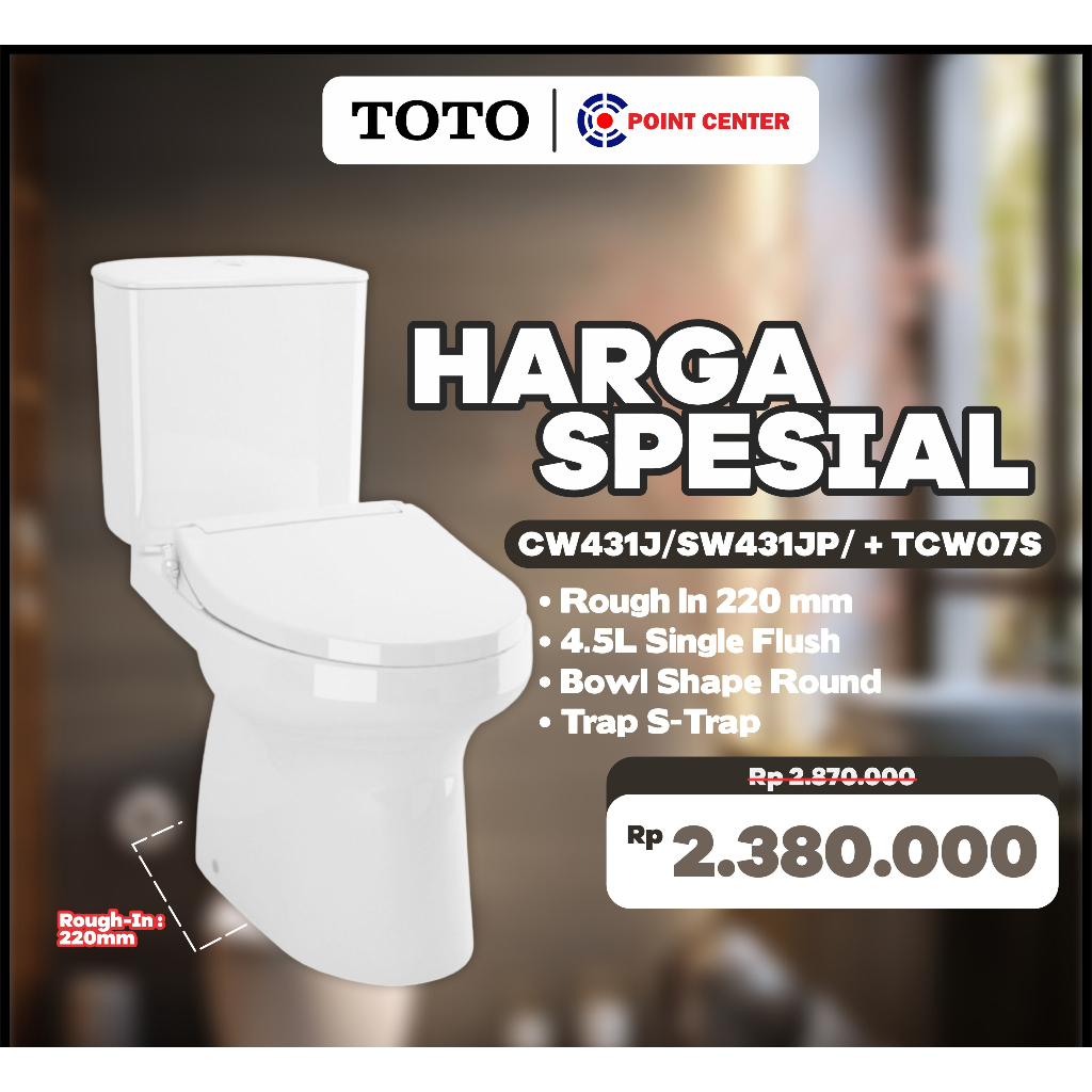 Jual TERBAIK TOTO PROMO KLOSET DUDUK CW431J /SW431+TCW07S | Shopee ...