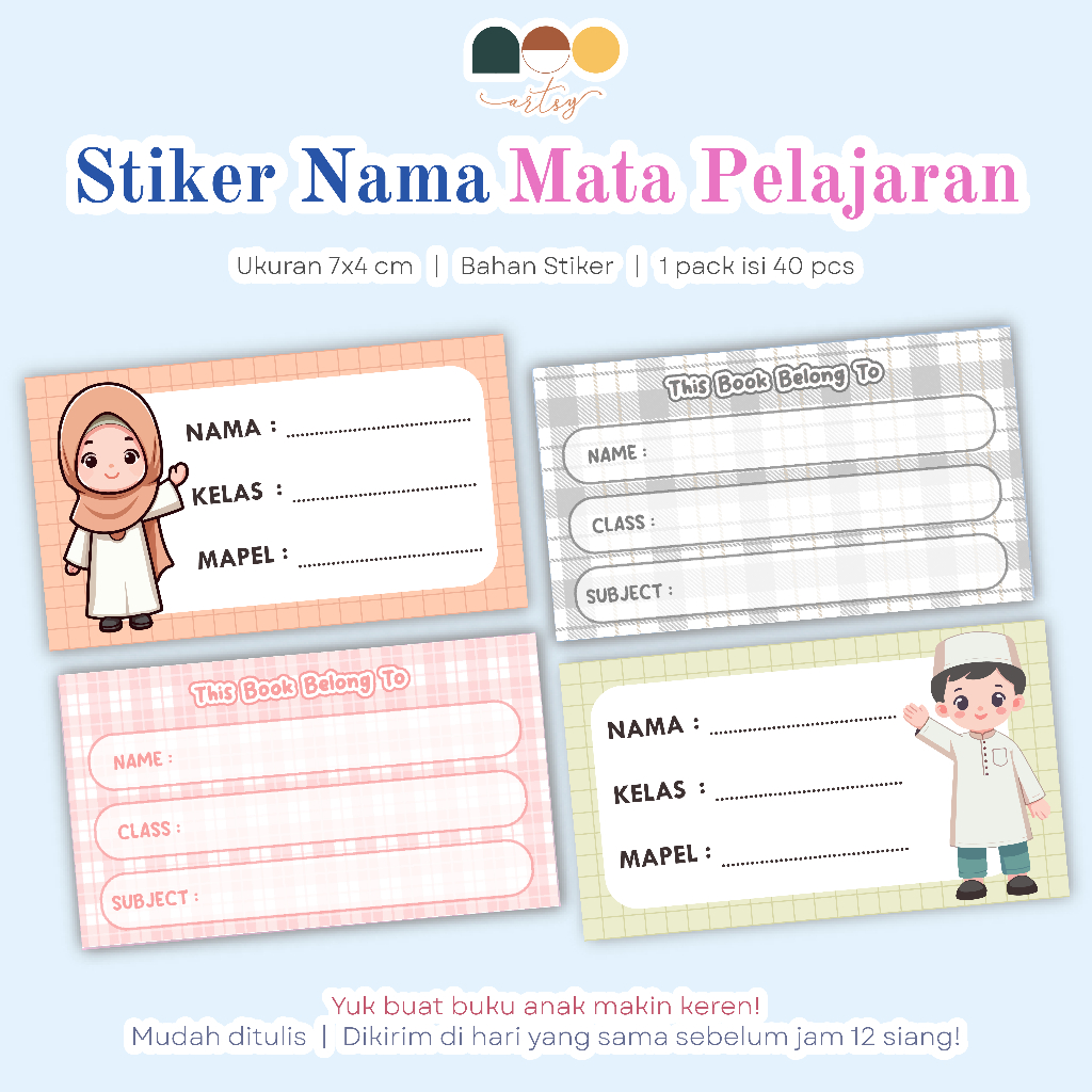 Jual Stiker Nama Pelajaran / Label Nama Pelajaran/ Stiker Nama Buku ...