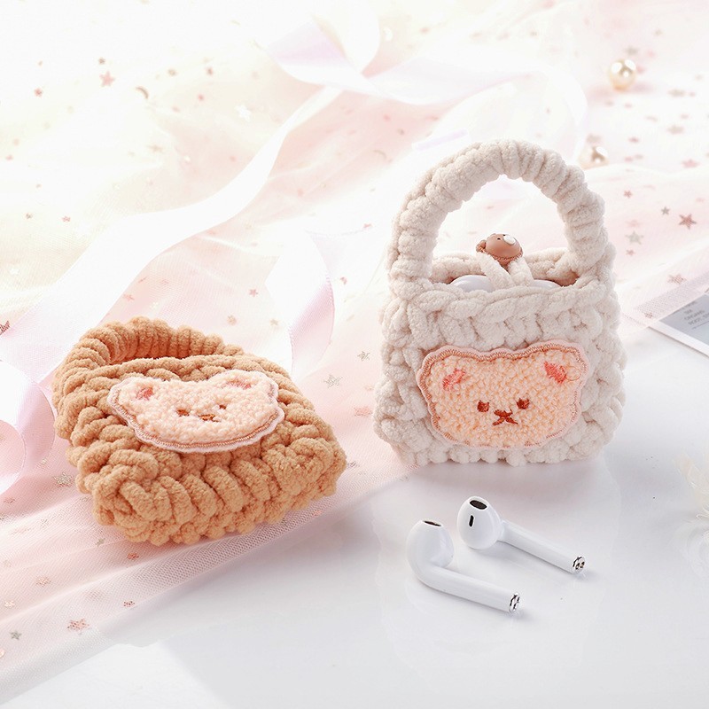 Jual Earphone Case rajut kartun bear universal Sarung airpods Dompet ...