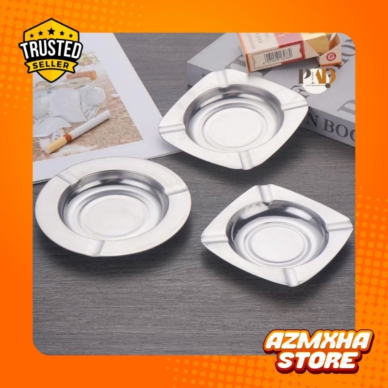 Jual [azmxha store] asbak stainless / asbak silver stainless / asbak ...
