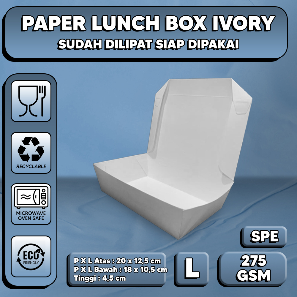 Jual Paper Lunch Box Putih Ukuran L (SPE 275 Gsm ) Full Laminasi Anti ...