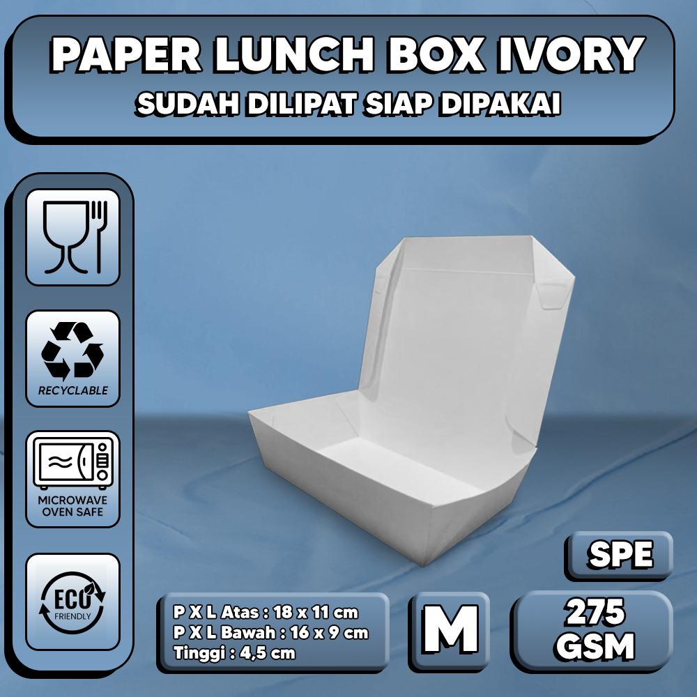 Jual Paper Lunch Box Putih Ukuran M (SPE 275 Gsm ) Anti Bocor | Shopee ...
