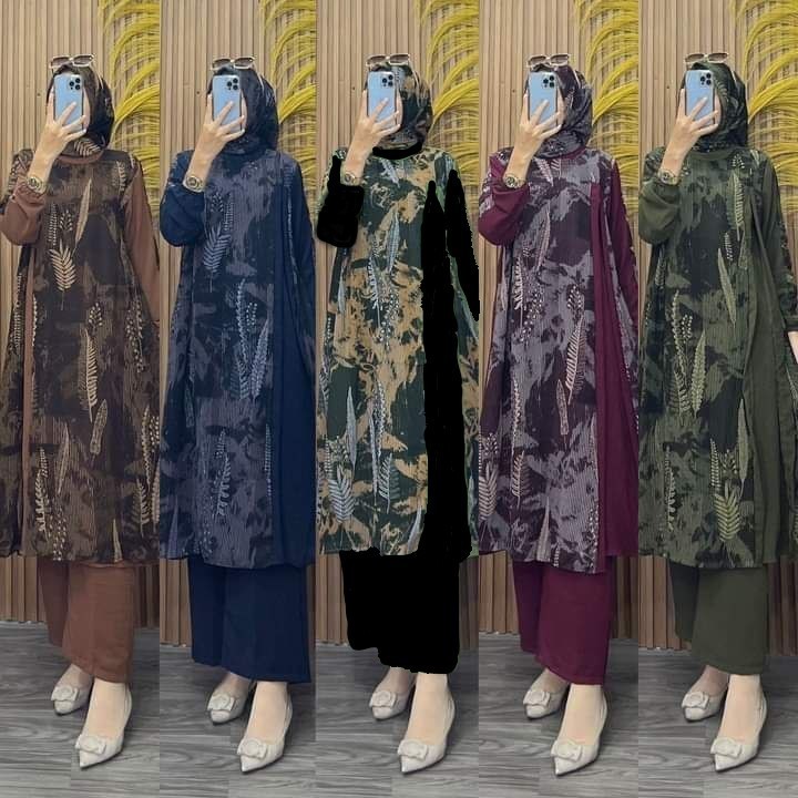 Jual Setelan Wanita Kekinian Midi Oneset Tunik Long Set Tunik Tama Set ...